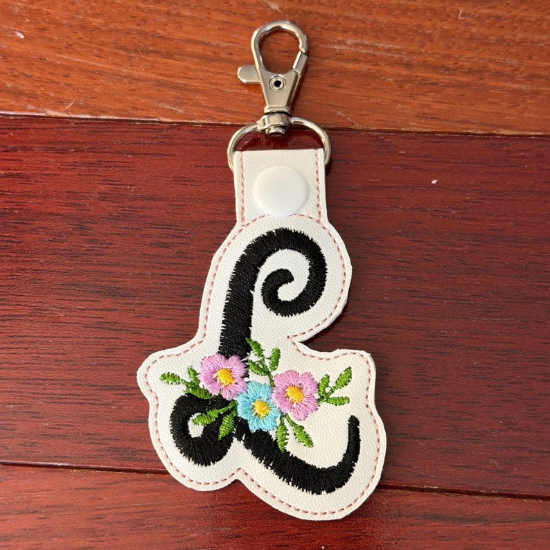 Personalized Floral Initial Keychain, Monogram Keychain, Custom Letter ...