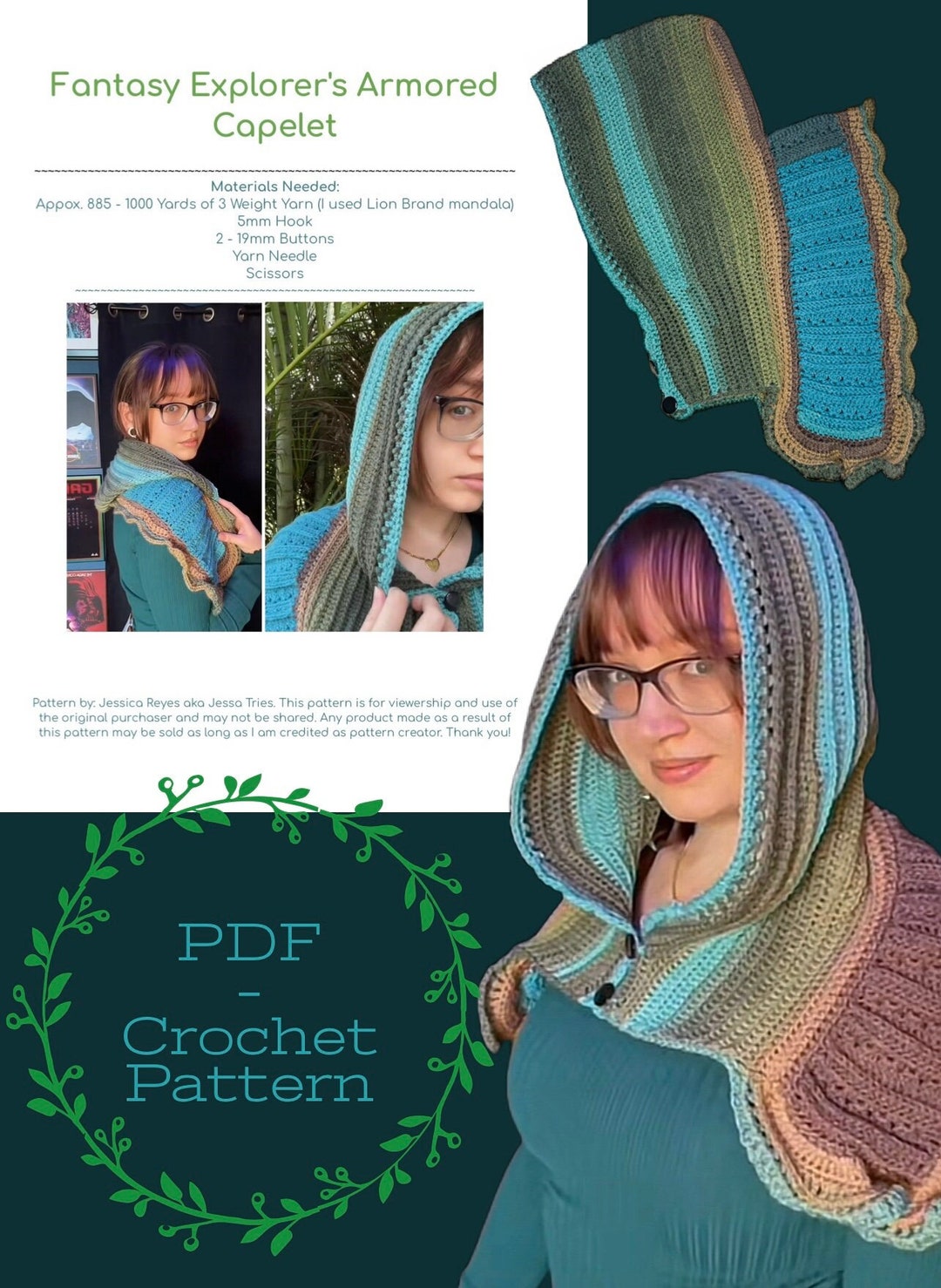 PDF CROCHET PATTERN Fantasy Explorers Armored Capelet - Etsy