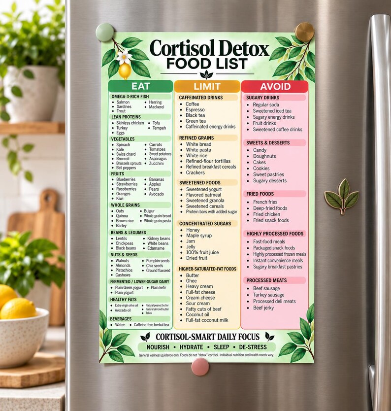 Liste d'aliments détoxifiants pour le cortisol (à imprimer), tableau ...