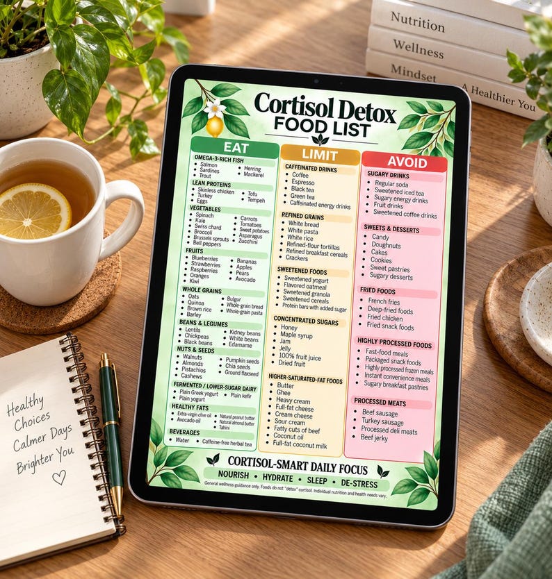 Liste d'aliments détoxifiants pour le cortisol (à imprimer), tableau ...