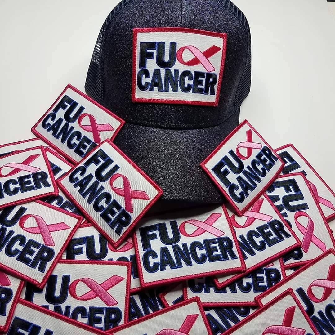 Exclusive 4x3-inch, "f Cancer With Ribbon" Iron or Sew-on Embroidered ...