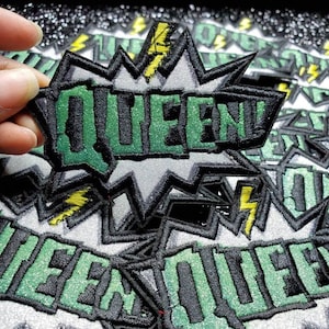 Starburst, Green Queen Glitter Patch, 4-inch, Iron or Sew on ...