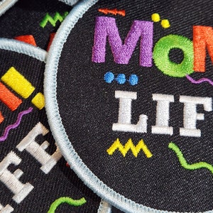 NEW, (1-pc) "mom Life" Mommy Patch, Size 3.5" Iron-on Embroidered Patch ...