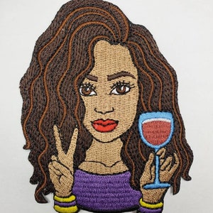 Cute Girl Patch "but First Wine" Iron-on or Sew-on Embroidered 3D ...