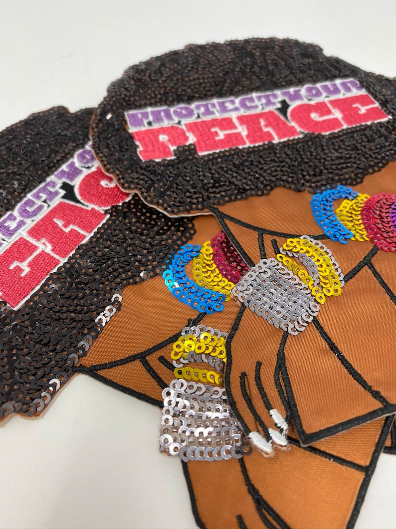 New, "protect Your Peace" Sequins, Embroidery, & Satin, 6" Patch, Iron ...