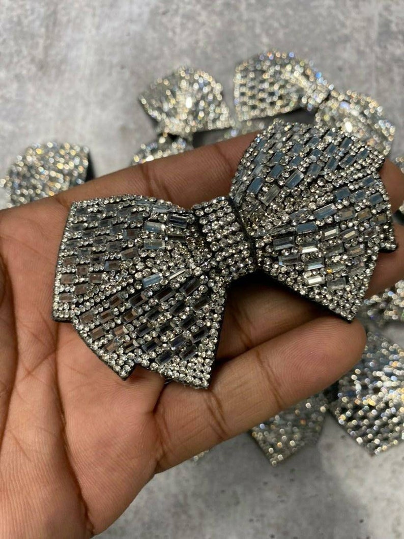 2 Pcs Blinged Bow-tie Tufted Patch With Felt Back - Etsy