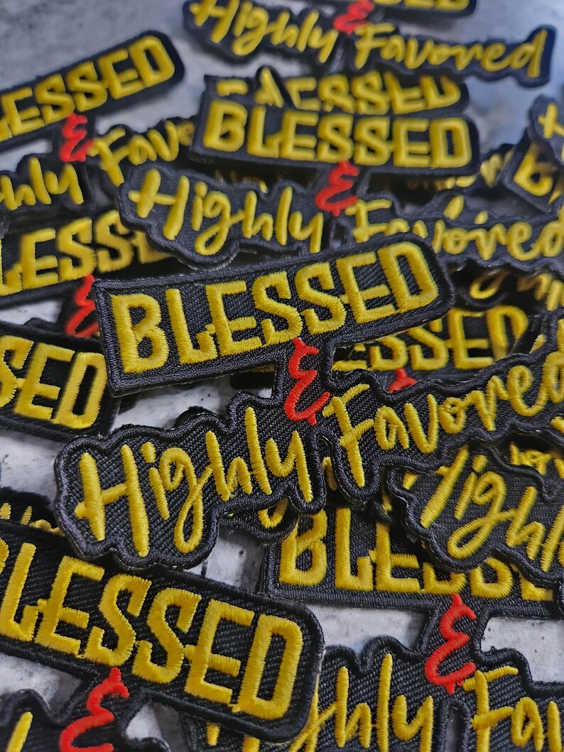 Patch Party Club, (BLACK/GOLD) "blessed & Highly Favored" 1-pc, Sz 3 ...
