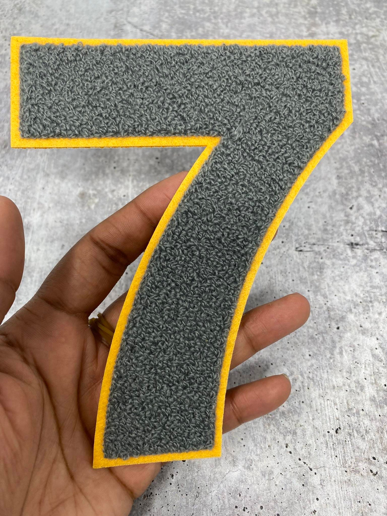 Numbers: 6" Large "gray/gold" Varsity Patches, Chenille W/felt Letters ...