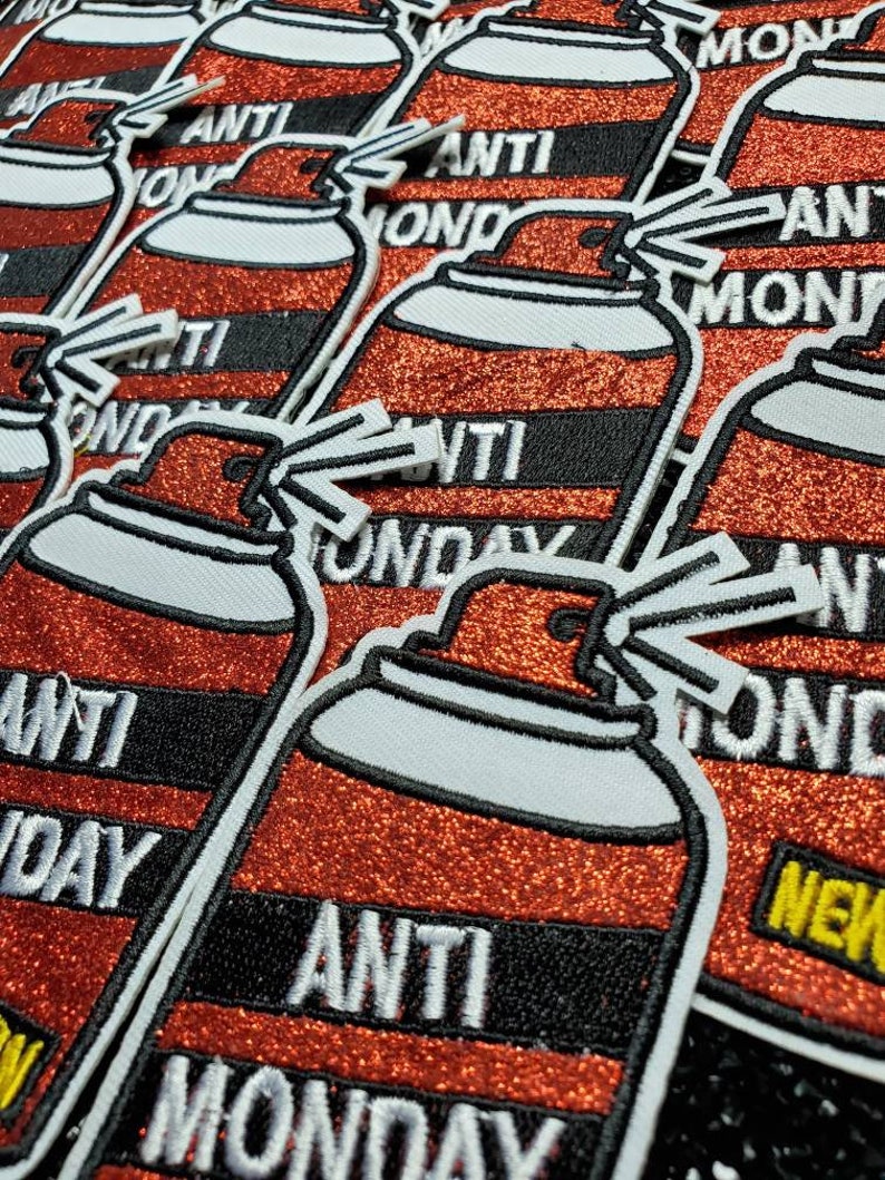 Cool 2pc/set Red Metallic ANTI-MONDAY Patches DIY | Etsy