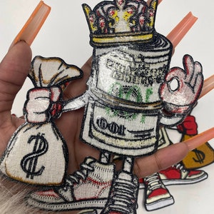 New Arrival, "money Bag King" Bag Secured Patch, Size 5", Iron-on 100% ...