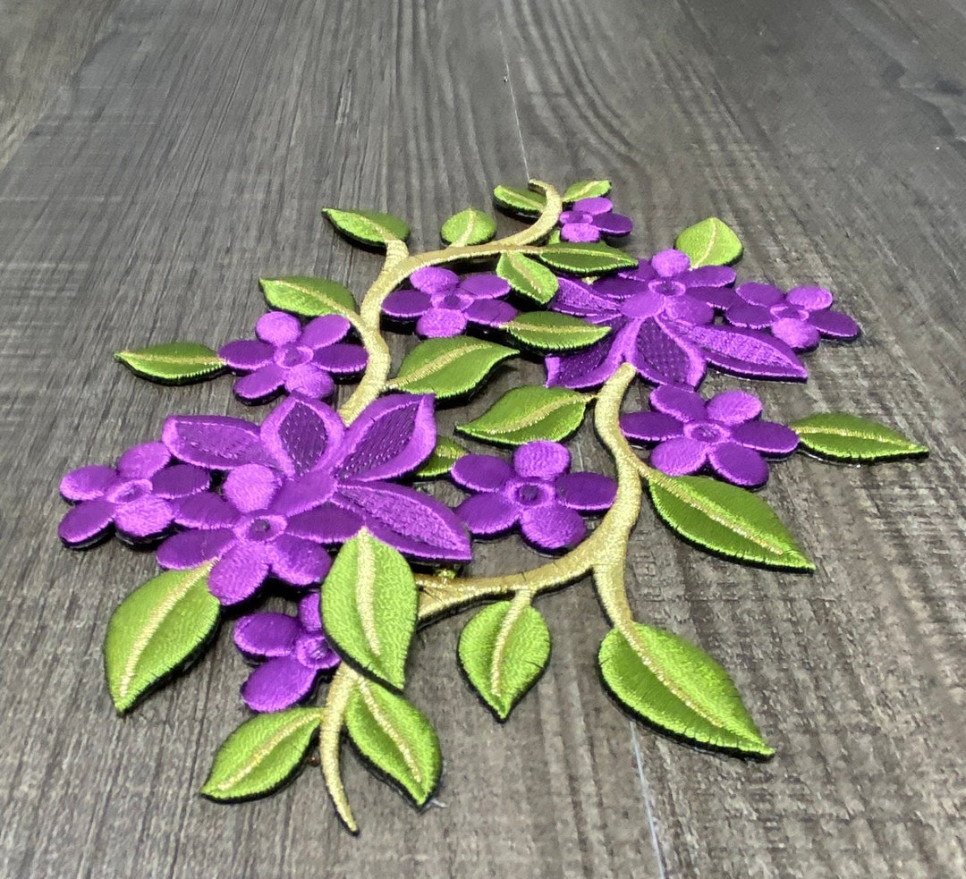 Exclusive "deep Purple" 3d Luxe Floral Embroidered Iron-on Patches (set ...