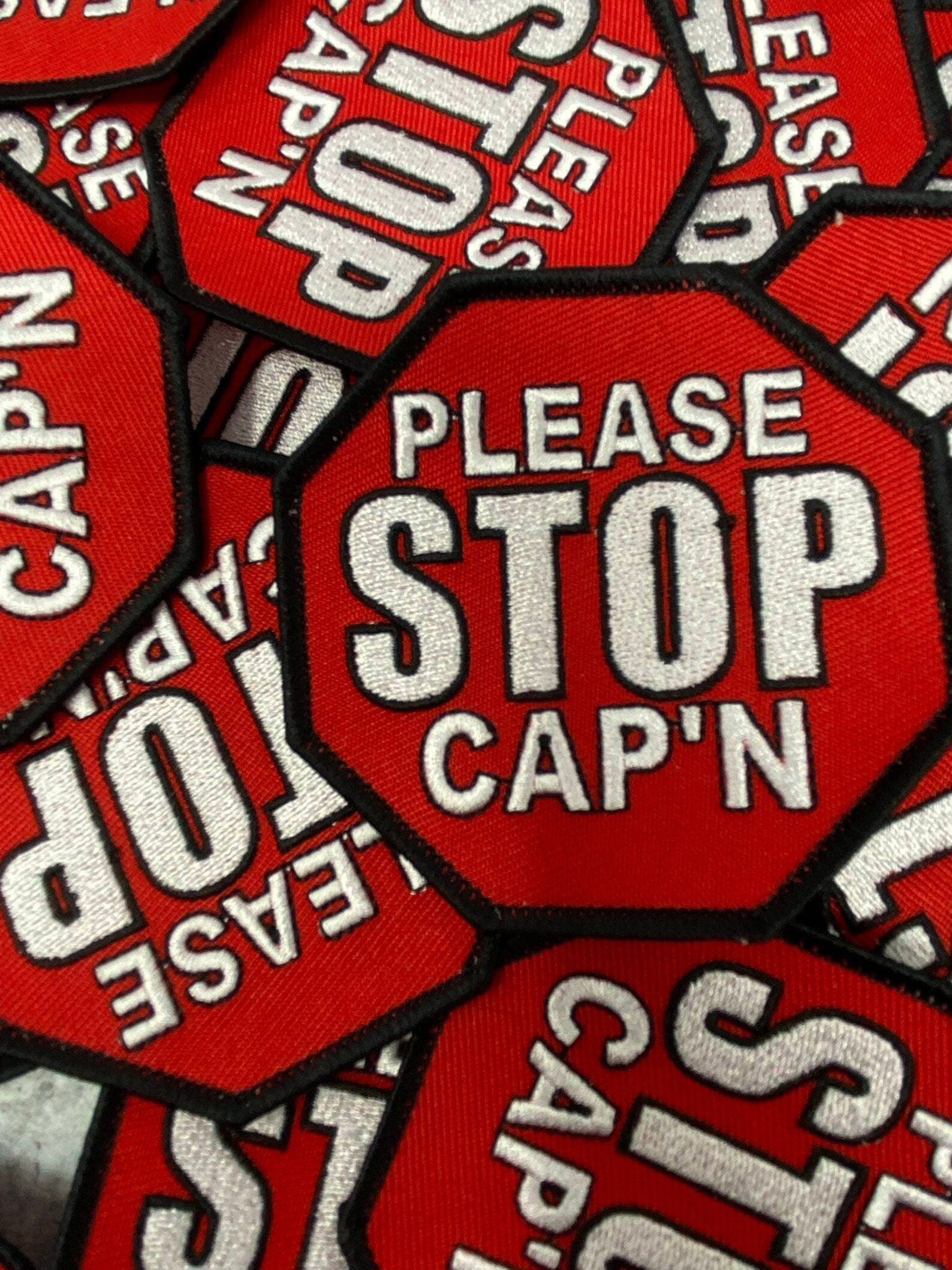 Fun Statement Patch "please Stop Cap'n" Iron-on Embroidered Patch, Stop ...