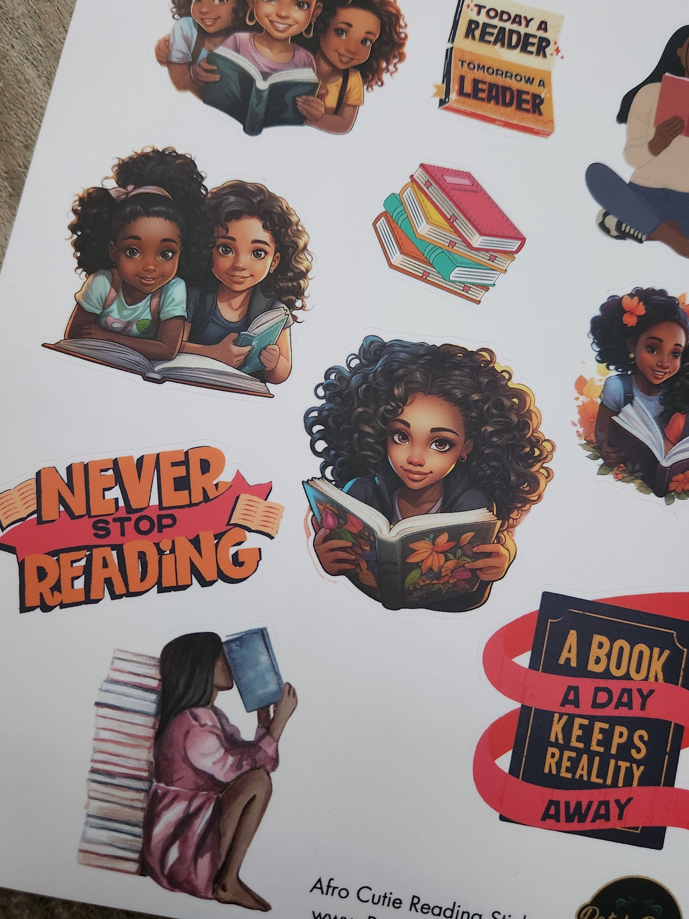 Black Girl Reading "hello Smart Girl" Reading Planner Stickers, Sticker ...