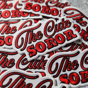 Patch Party Club, "the Cute Soror" (RED & WHITE) (1-pc) 4" Iron-on Embroidered Patch, Trucker ...