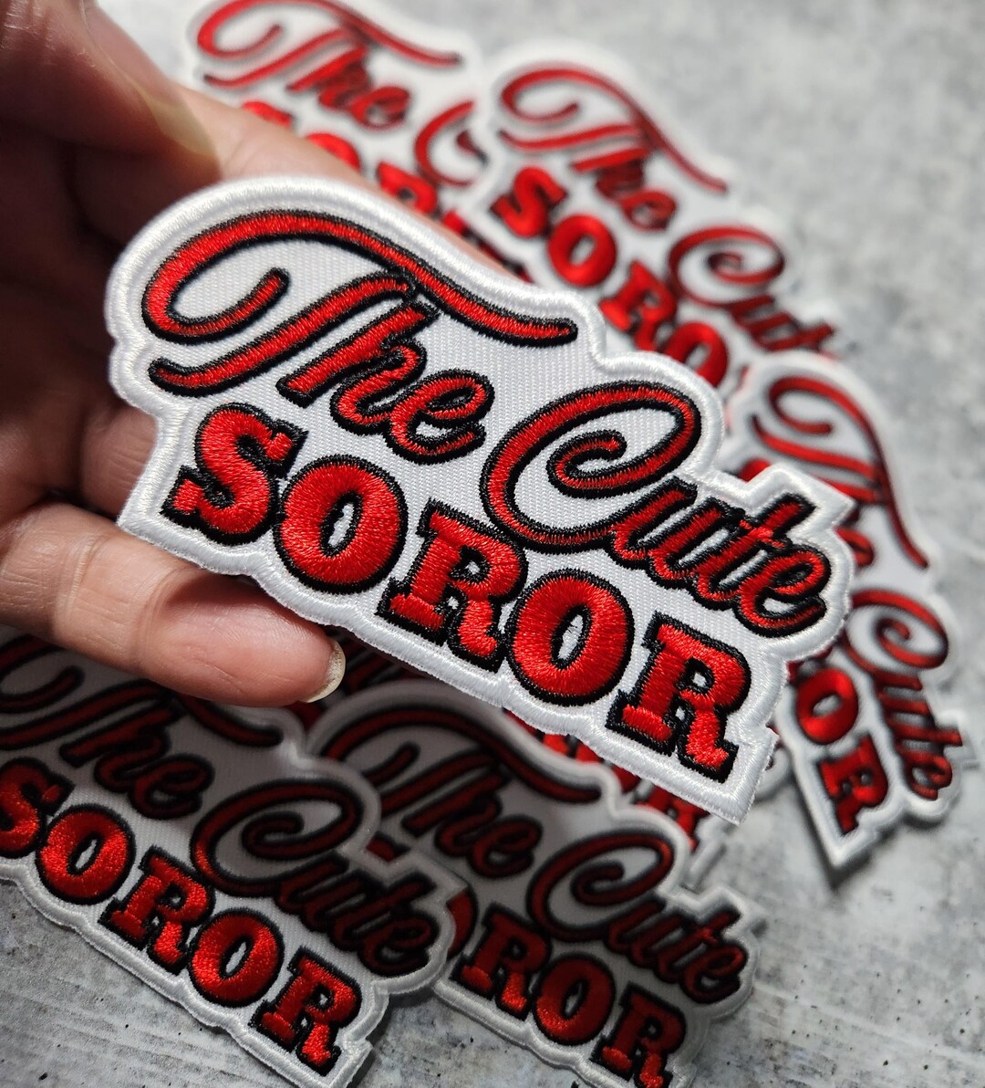 Patch Party Club, "the Cute Soror" (RED & WHITE) (1-pc) 4" Iron-on Embroidered Patch, Trucker ...