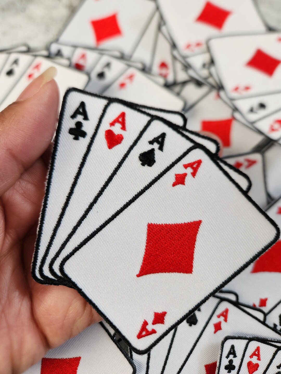 Patch Party Club, "ace of Aces – Poker Hand" (1-pc) Embroidered Iron-on ...