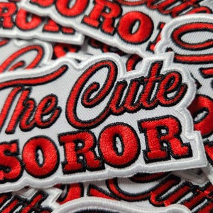 Patch Party Club, "the Cute Soror" (RED & WHITE) (1-pc) 4" Iron-on Embroidered Patch, Trucker ...