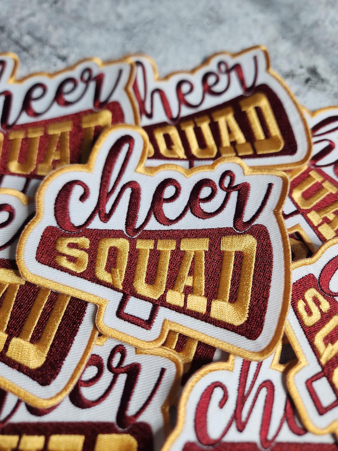 Patch Party Club, "maroon/gold/white" "cheer Squad" Cheerleading Iron ...