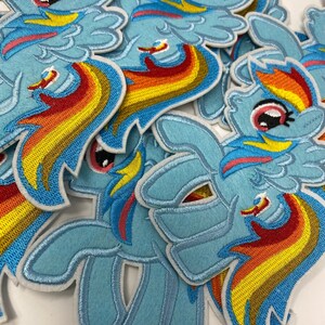 NEW, Exclusive Patch "rainbow Blue Pony" Iron-on Embroidered 3D Patch ...