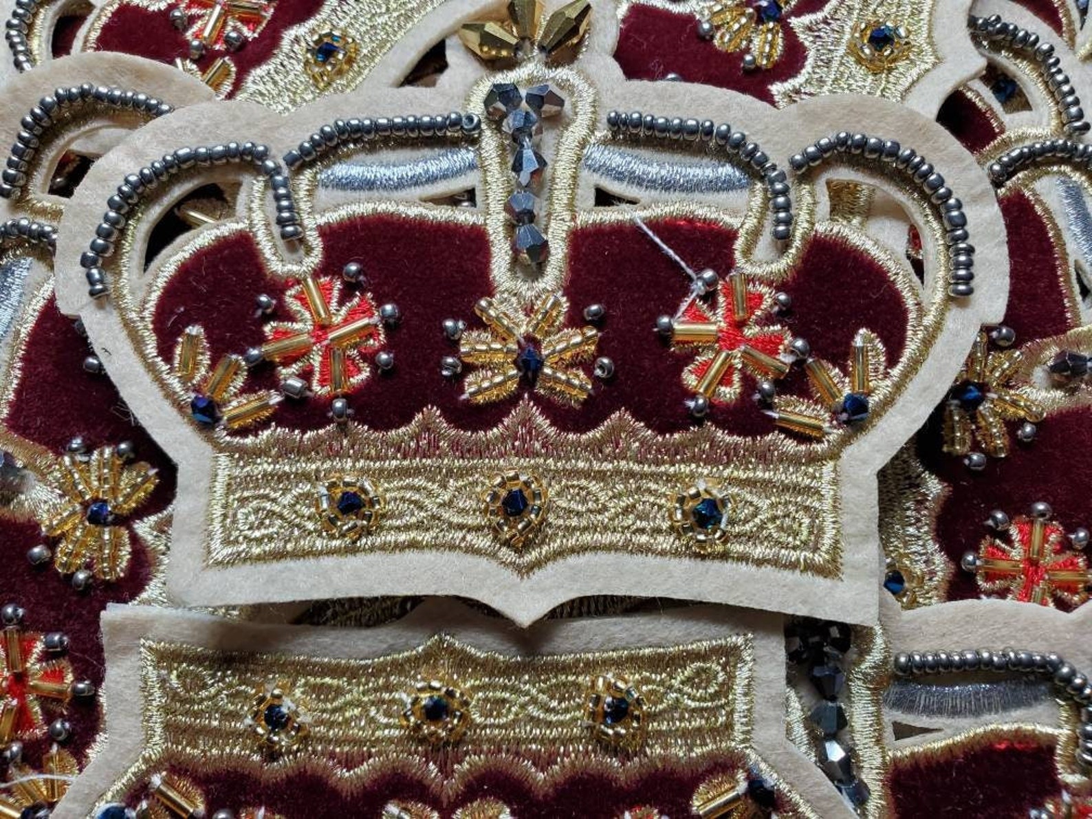 Velvet Royal Crown Patch With Golden Studs Cool Applique for - Etsy