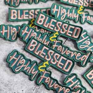 Patch Party Club,(green/beige) "blessed & Highly Favored" 1-pc, Sz 3 ...