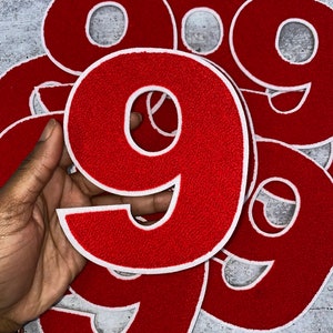 Numbers: 6" Large "red/white" Varsity Patches, Chenille W/felt Letters ...