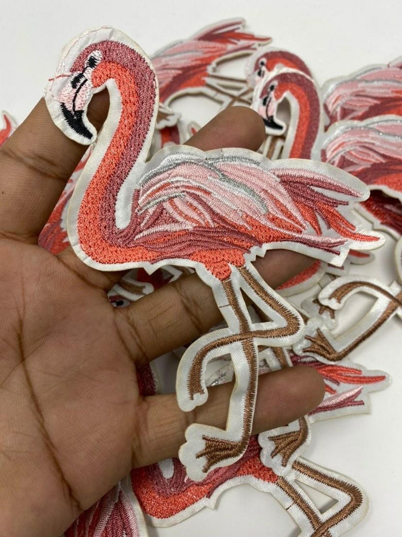 Cool, "pink Flamingo" Iron-on Embroidered Patch, Size 5.5" Go Slow ...