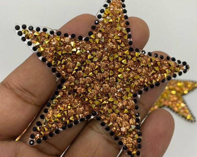 Exclusive Gold Rhinestone star Bling Patch Size - Etsy