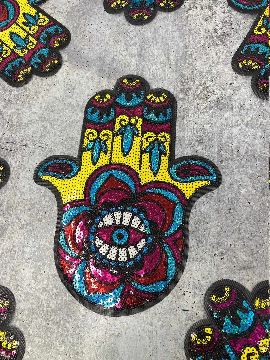 New Arrival, "hamsa Eye Patch," Xlarge Sequins Iron-on Patch, Colorful ...