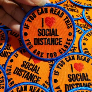 NEW Arrival, "i Love Social Distance" Patches for Masks, Colorful Iron ...
