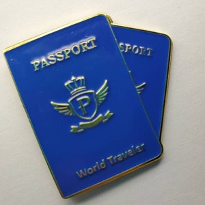 World Traveler "blue & Gold" Passport Enamel Pin, Cute Lapel Pin ...
