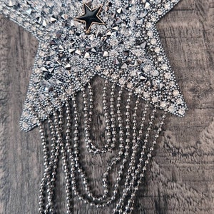 Exclusive, Silver 1-pc "star" Rhinestone Dangling Chain Patch, Size 3 ...