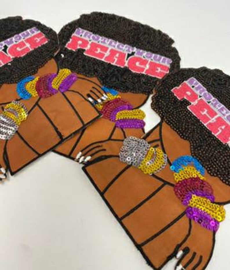 New, "protect Your Peace" Sequins, Embroidery, & Satin, 6" Patch, Iron ...