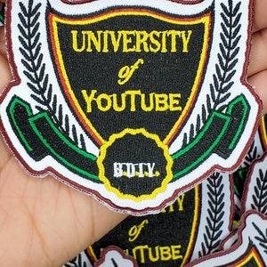 New Arrival, "university of Youtube" DIY, Embroidered Iron on Patch ...