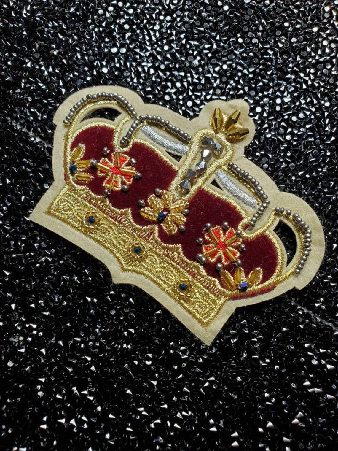 Velvet Royal Crown Patch With Golden Studs Cool Applique for - Etsy