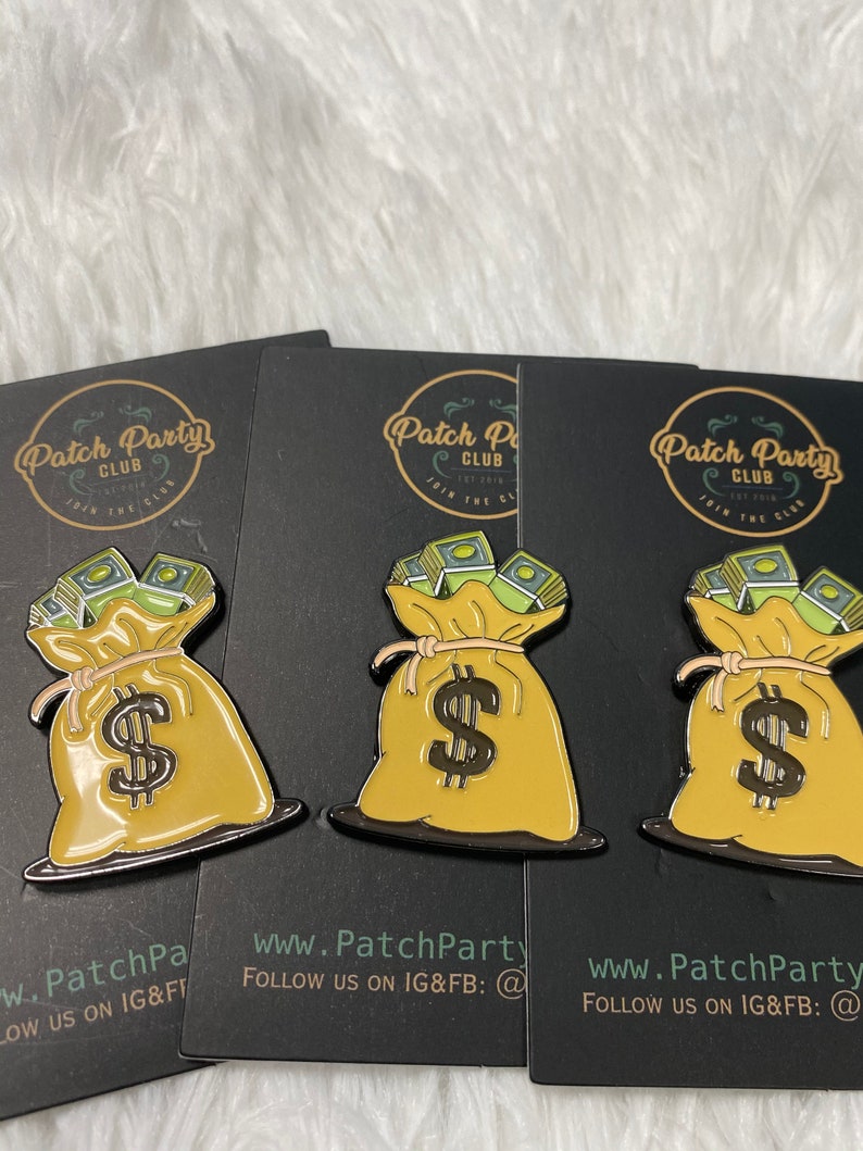 NEW "bag of Money" Check a Bag Enamel Pin, Fun Lapel for Jackets, and ...