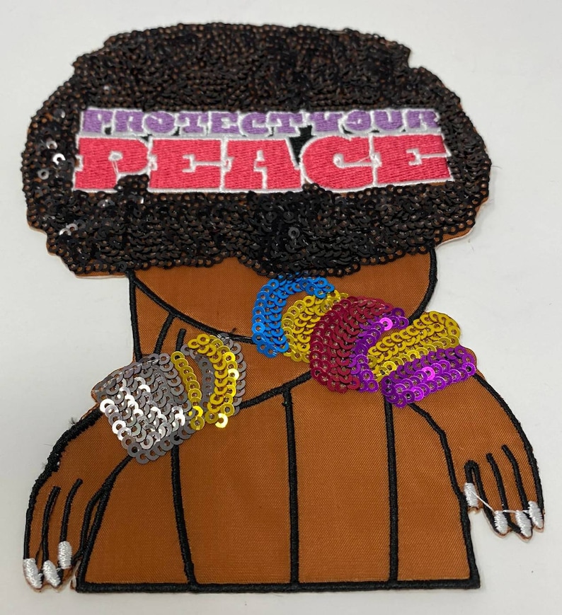 New, "protect Your Peace" Sequins, Embroidery, & Satin, 6" Patch, Iron ...