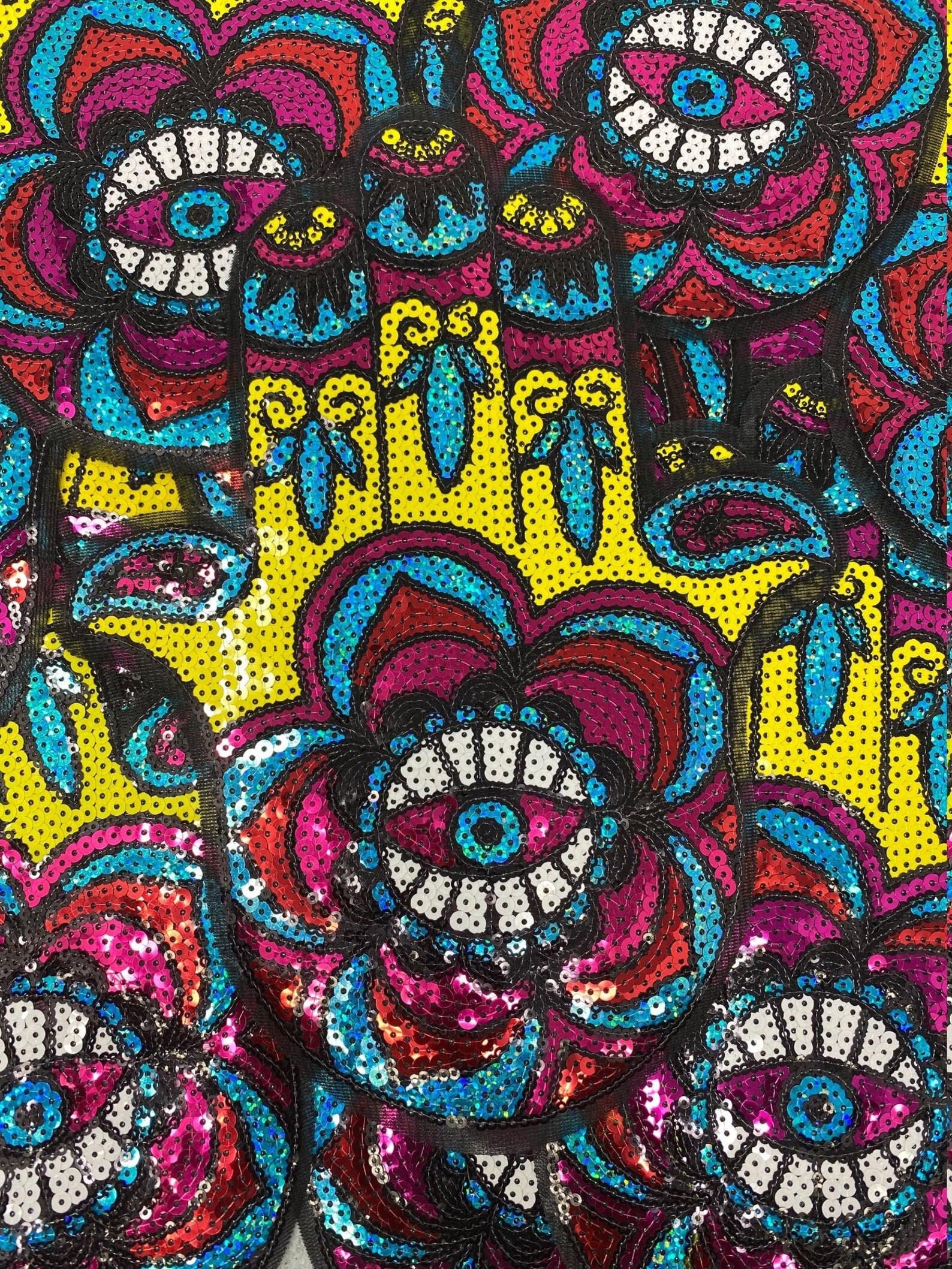 New Arrival, "hamsa Eye Patch," Xlarge Sequins Iron-on Patch, Colorful ...
