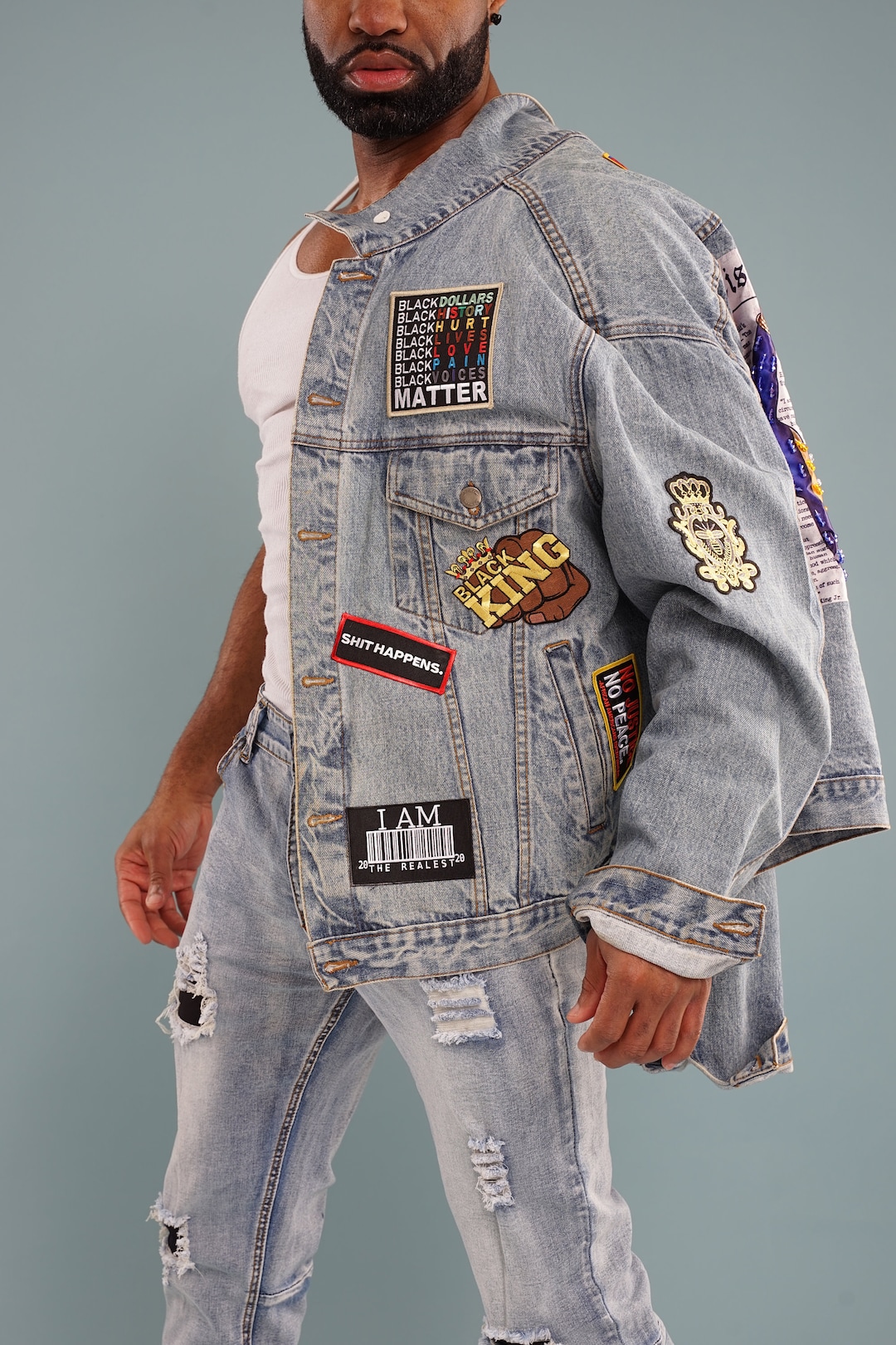Patch Party Club, Custom "patched Up" Denim Jacket; Exclusive Design; 9 ...