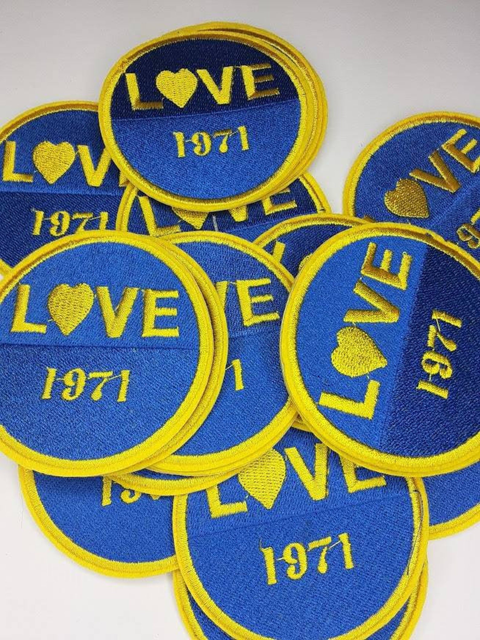 Vintage Blue Circular love 1971 Badge Iron on - Etsy