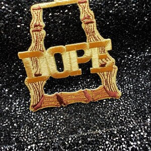 Gold Bamboo Earring 1-pc |"dope" Patch, Door Knocker Earrings | Iron-on ...