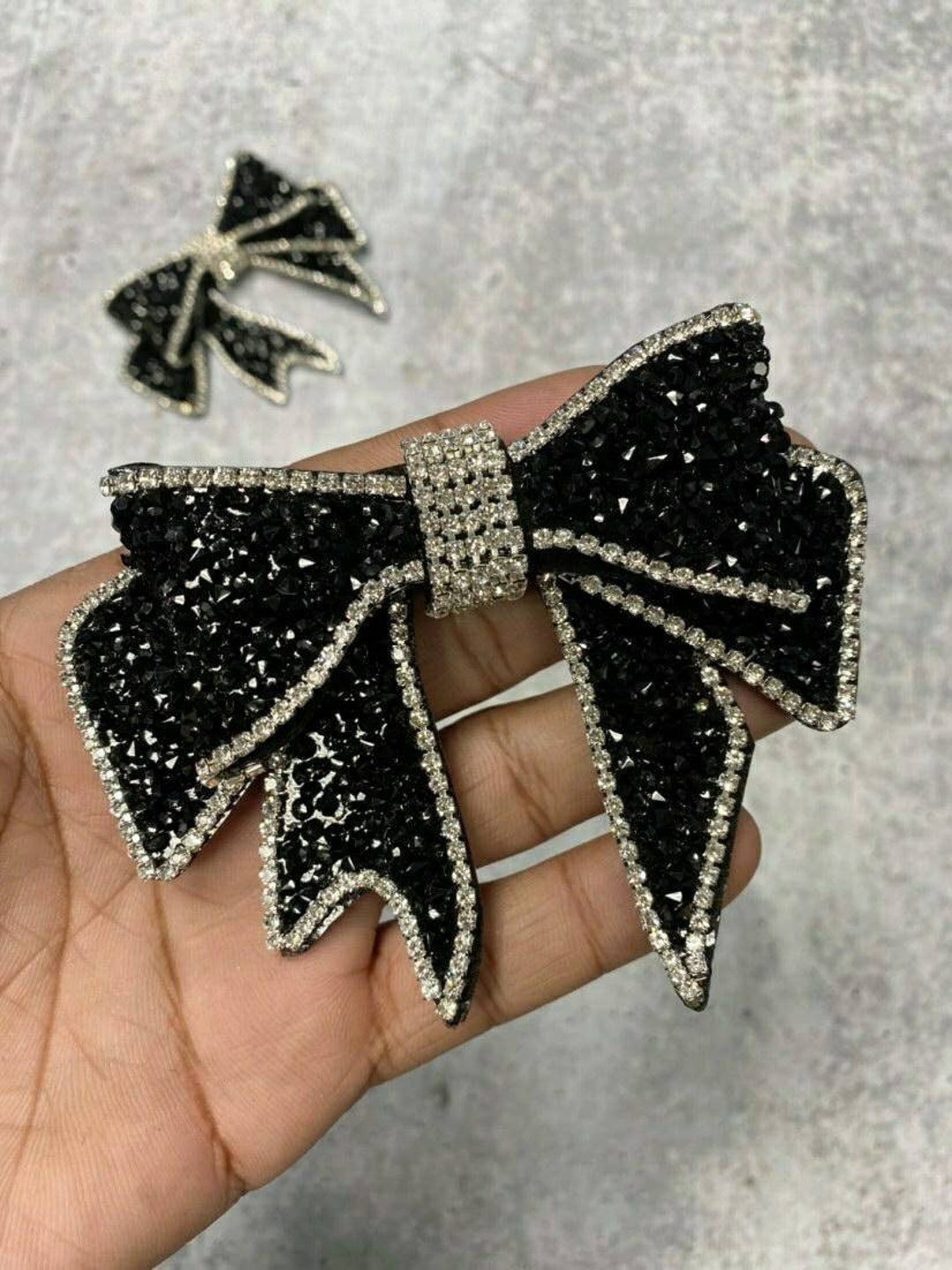 2 Pcs, Blinged Bowknot Patch With Felt Back, Accessorize Shoes ...