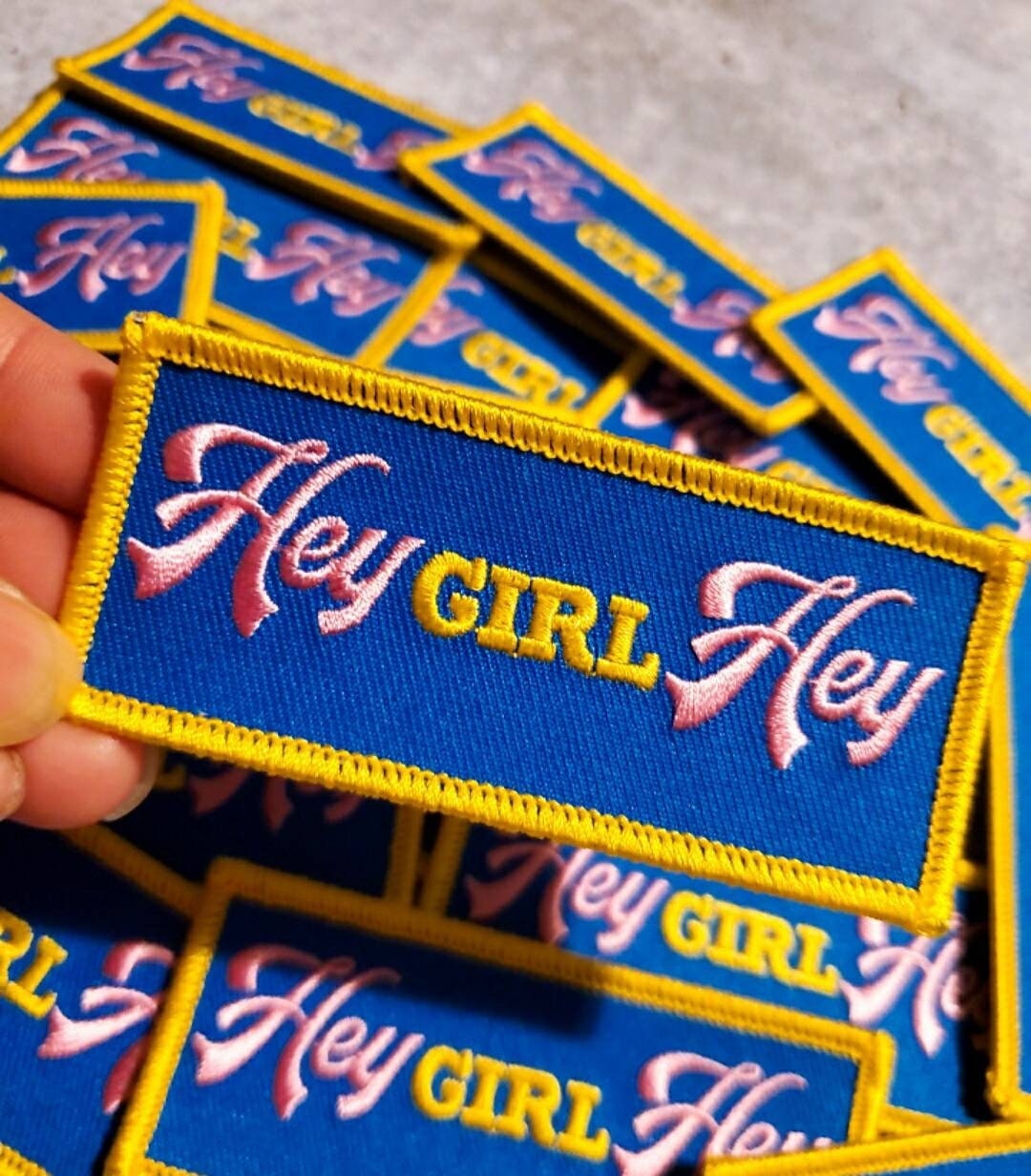 New hey Girl Hey, YELLOW Border Adorable BFF Badge,small Patch ...