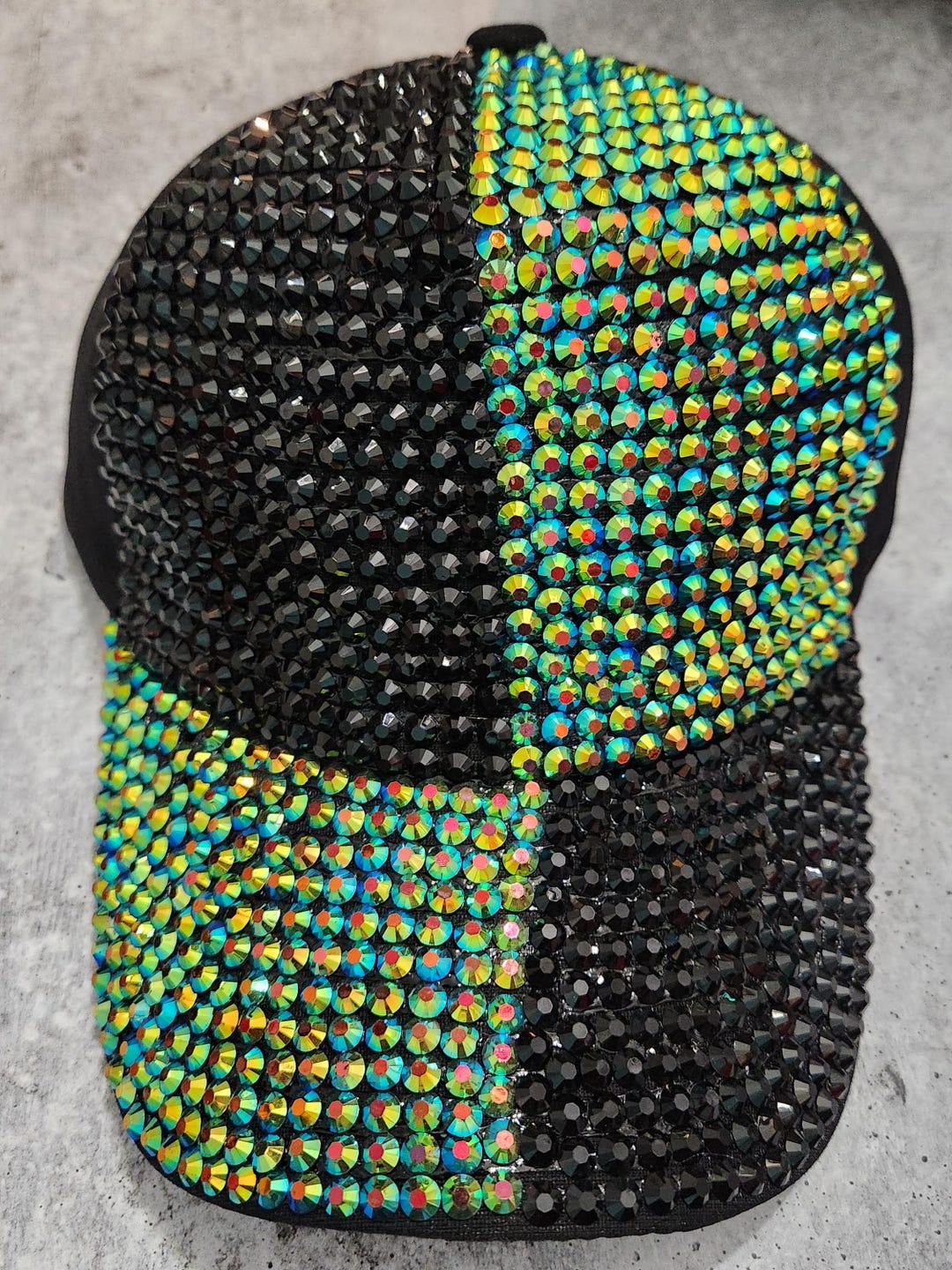 Patch Party Club, Super Blingy "ab GREEN & Black" Handmade Rhinestone ...