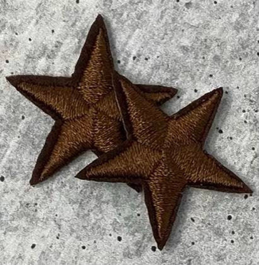 2pc/mini BROWN Star Applique Set, Star Patch, 1" Inch Small Stars, Cool ...