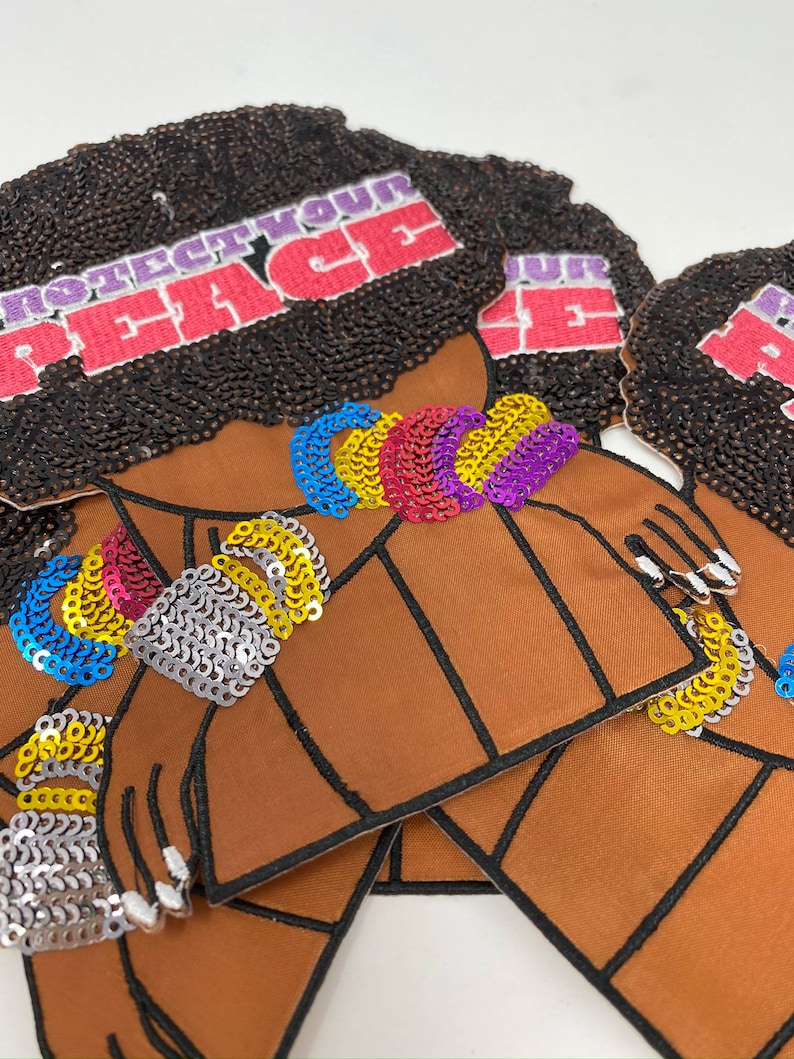 New, "protect Your Peace" Sequins, Embroidery, & Satin, 6" Patch, Iron ...