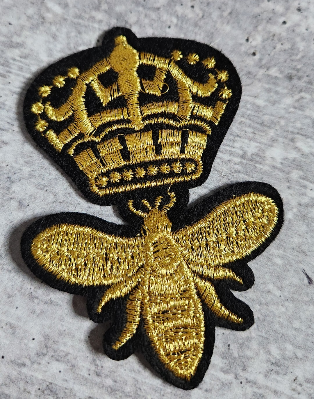 Patch Party Club, "gold Crown Bee" (1-pc) Metallic, Jacket Patch ...