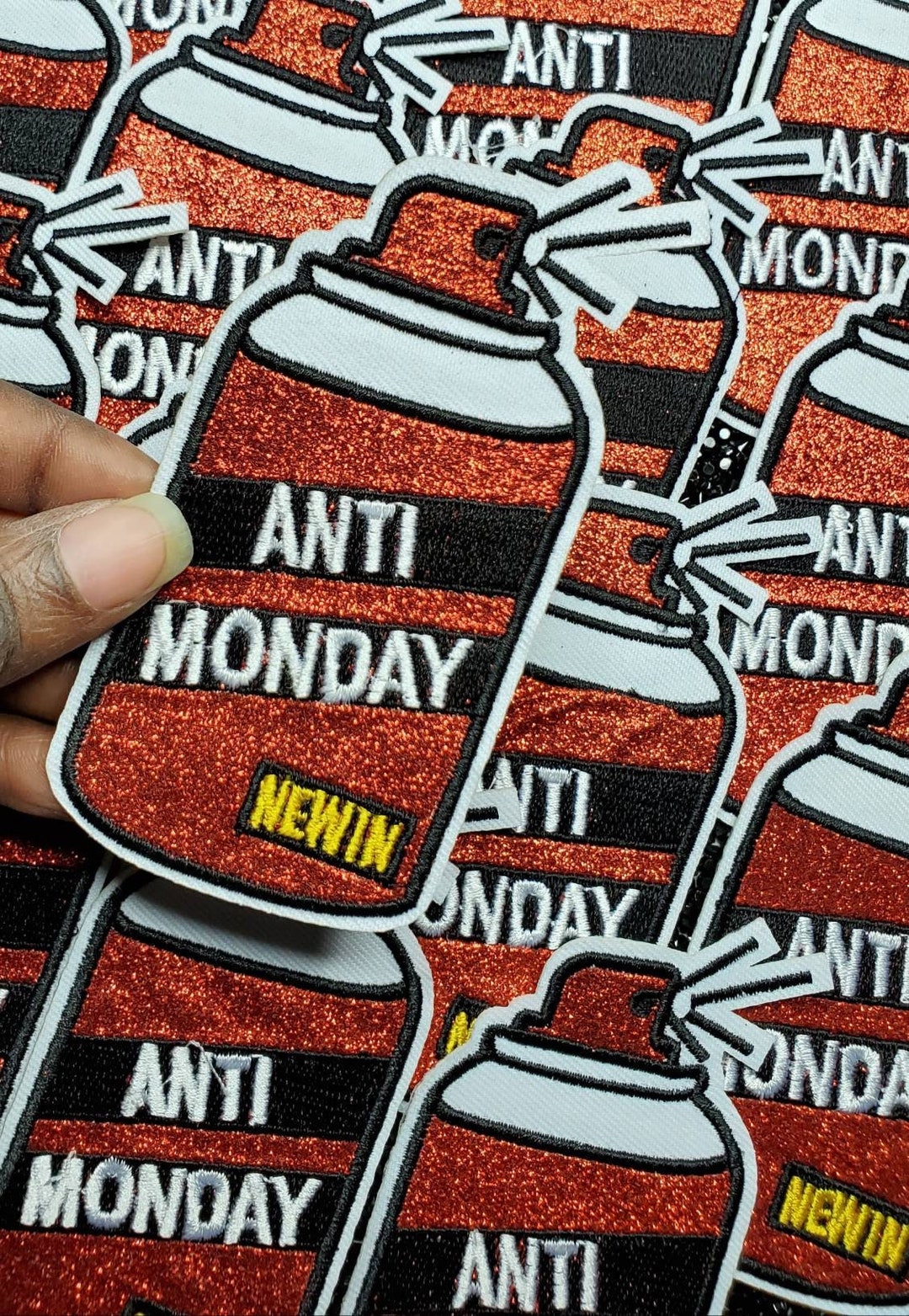 Cool 2pc/set, Red Metallic ANTI-MONDAY Patches, DIY, Embroidered ...