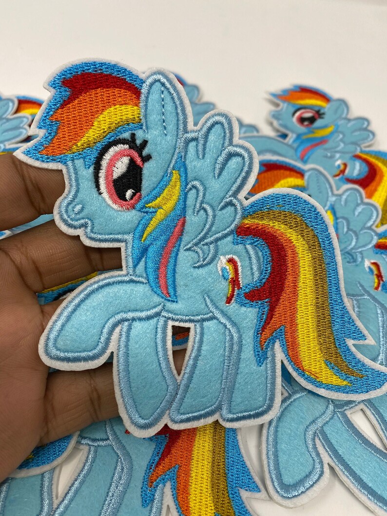 NEW, Exclusive Patch "rainbow Blue Pony" Iron-on Embroidered 3D Patch ...