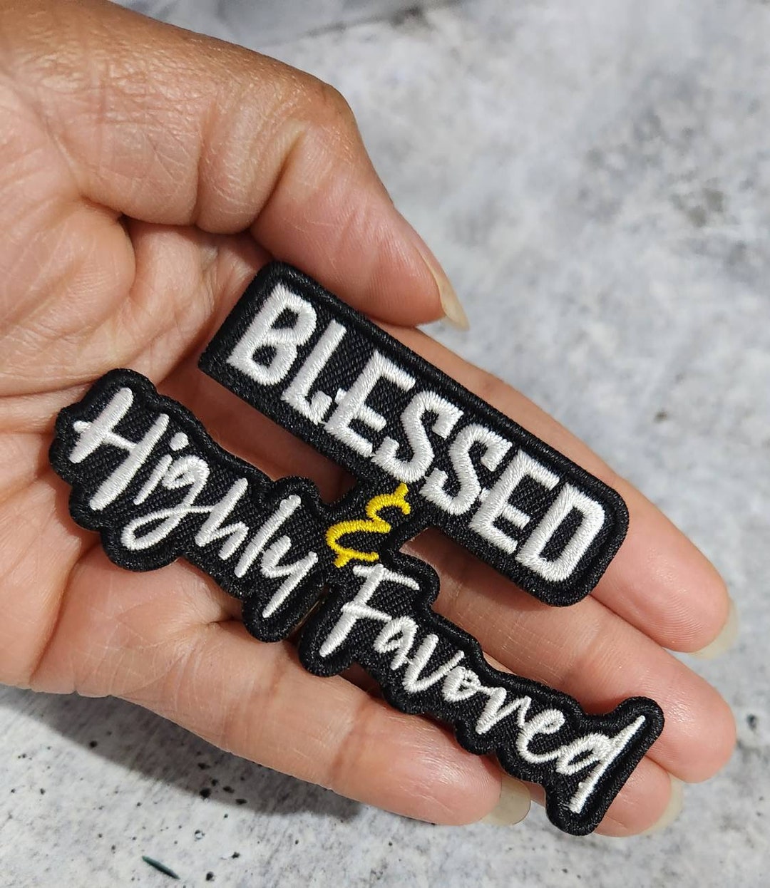 Statement Patch, "blessed & Highly Favored" 1-pc, Size 3", Iron-on ...